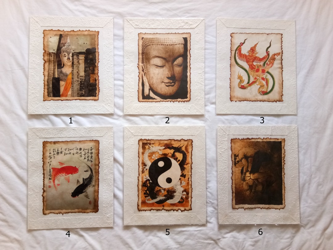 Traditional Thai Art Buddha Garuda Fish Dragon Thai Fight Collectibles ...