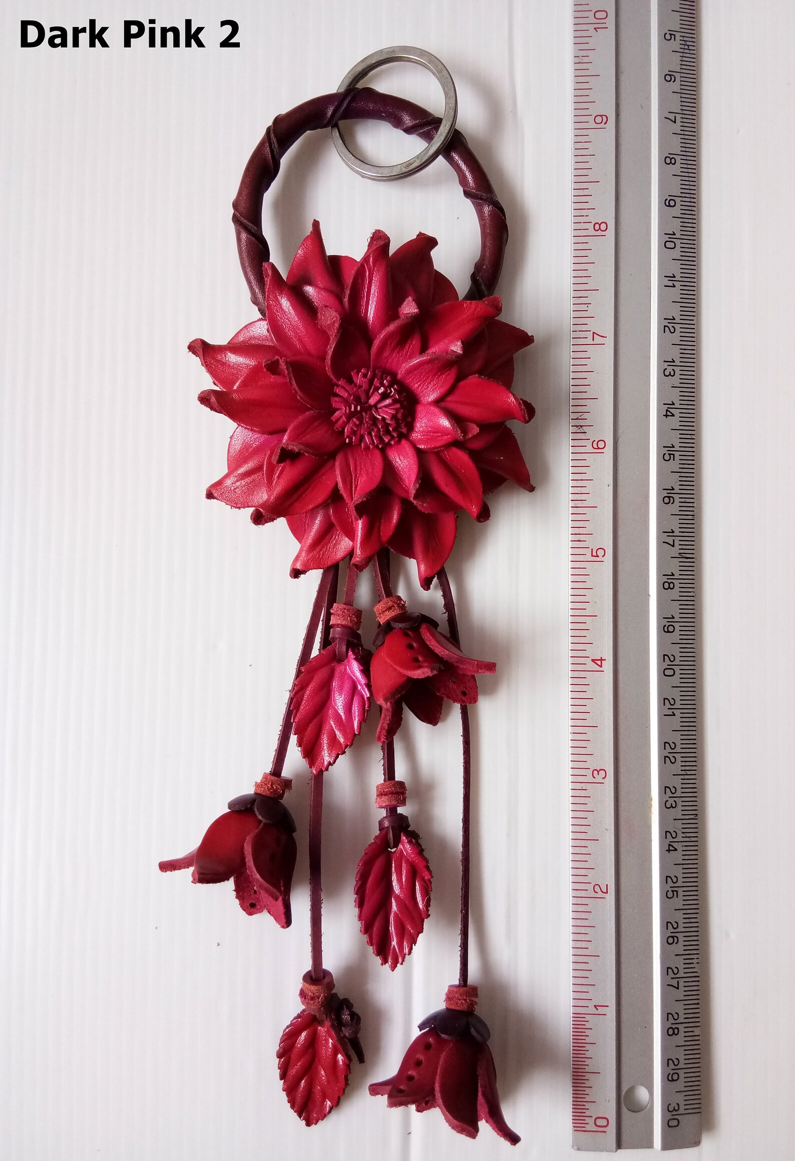 Genuine Leather Handcraft Keychain Women Fashion Flower - Etsy