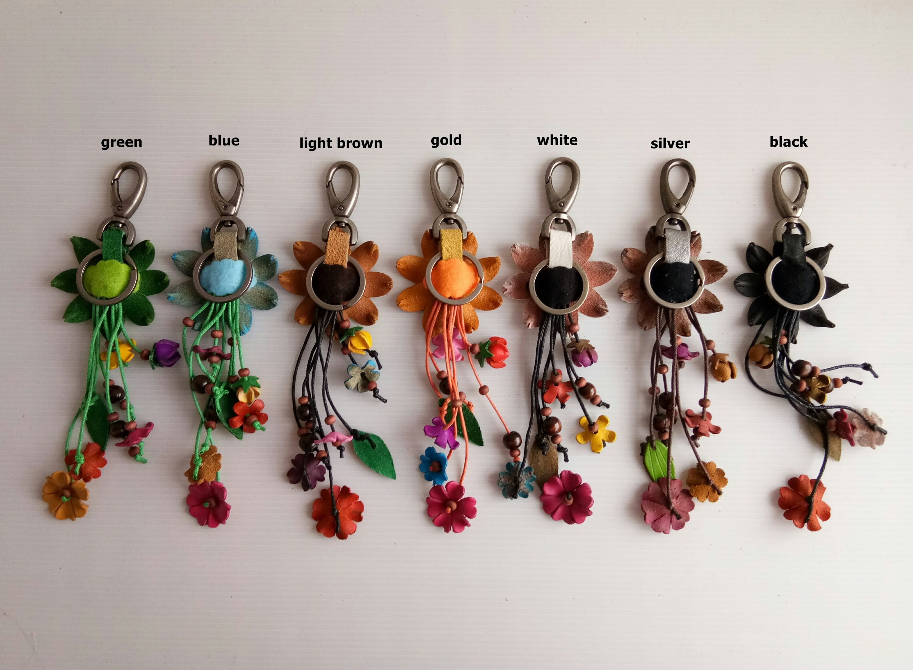 Genuine Leather Handcraft Keychain Women Fashion Flower | Etsy