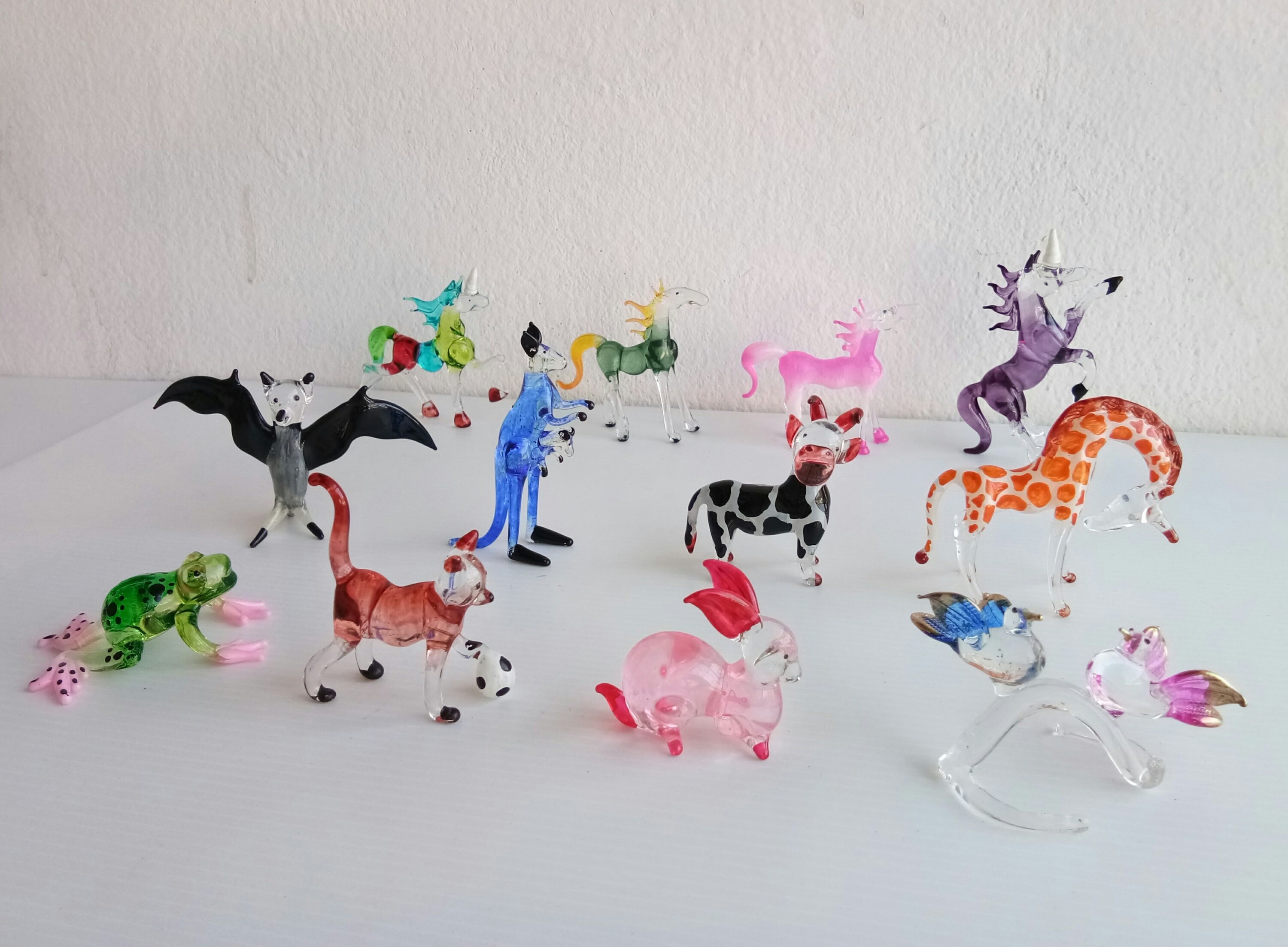 Color Blown Glass Animals Sculpture Miniature Figurines Statue | Etsy