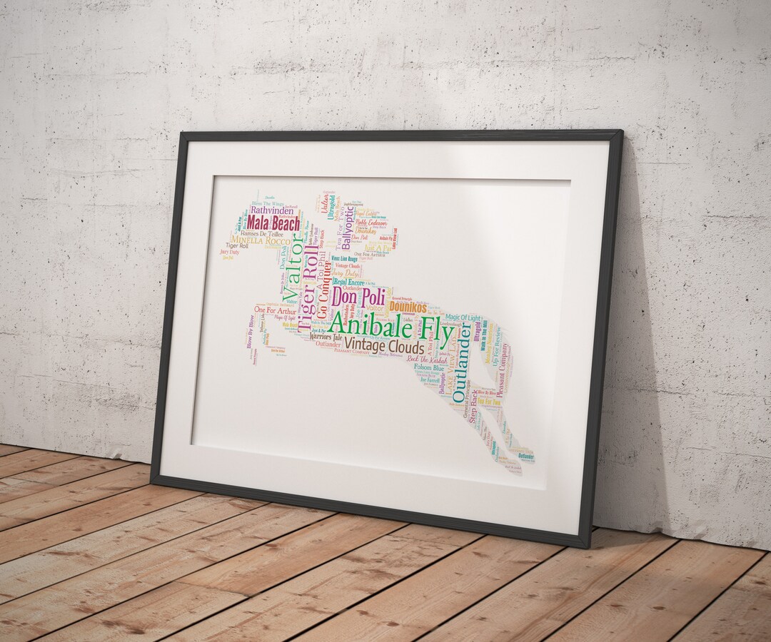 Horse Racing Word Art Print Personalised With Your Favourite Horses and ...