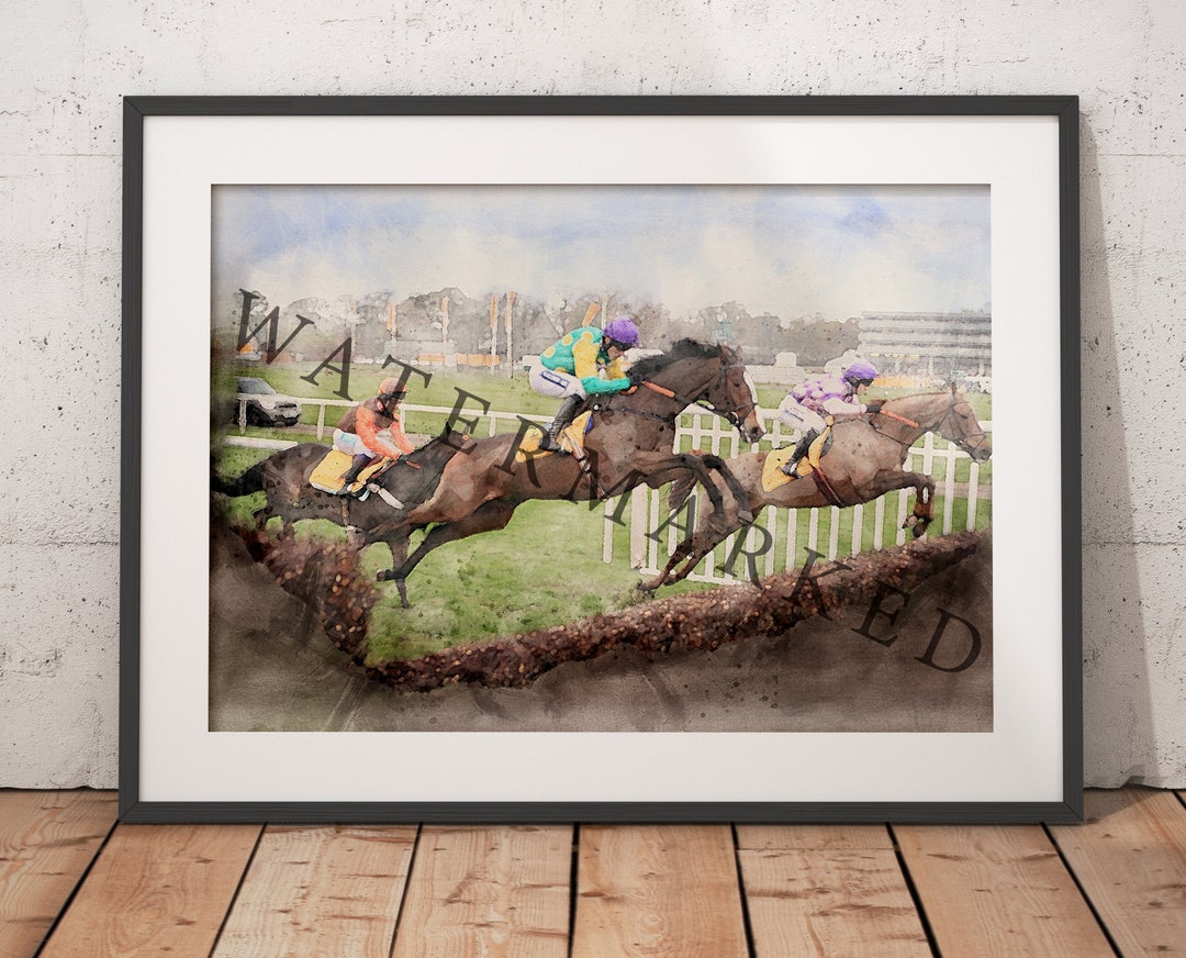 Horse Racing Print Kauto Star: Digital Watercolour Art of Racehorses ...