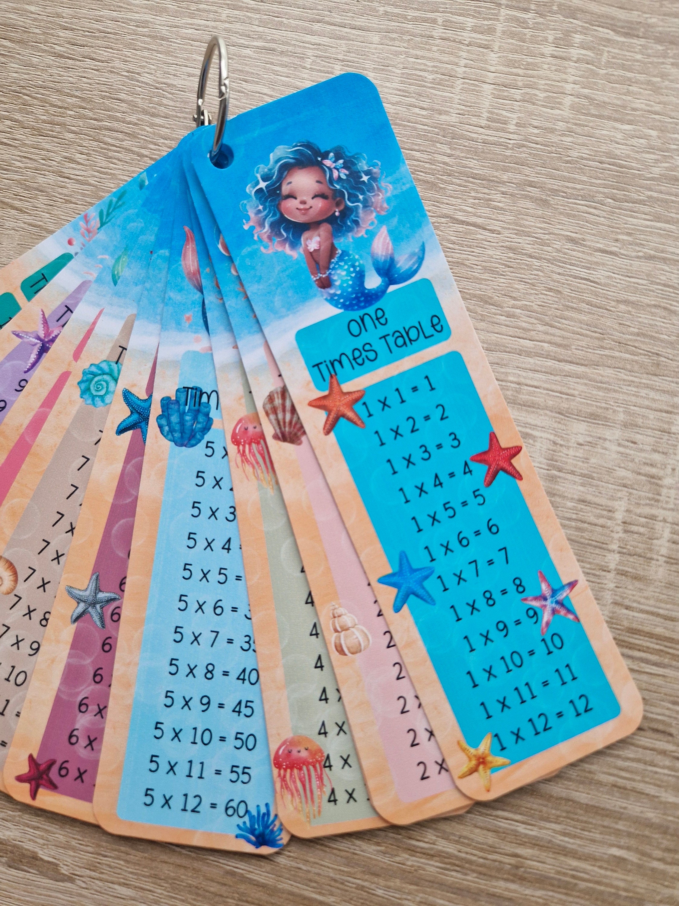 Colourful Mermaid Children’s Times Table/ Multiplication Flash Cards ...