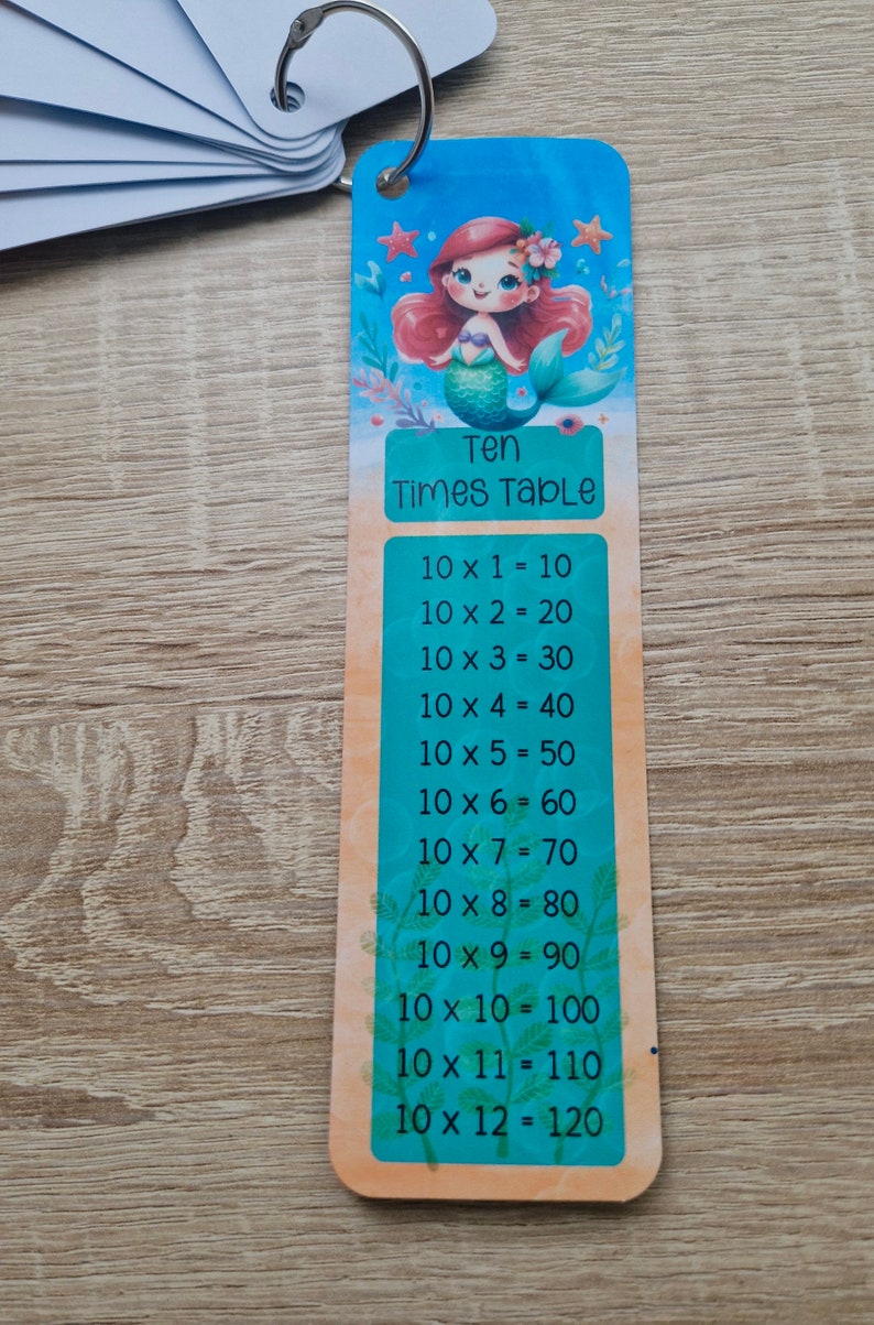 Colourful Mermaid Children’s Times Table/ Multiplication Flash Cards ...