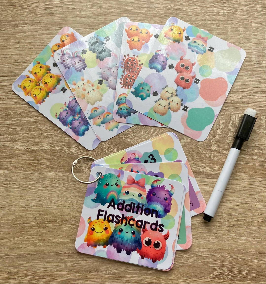 Colourful Addition Flashcards and Counting Write & Wipe Card Bundle ...