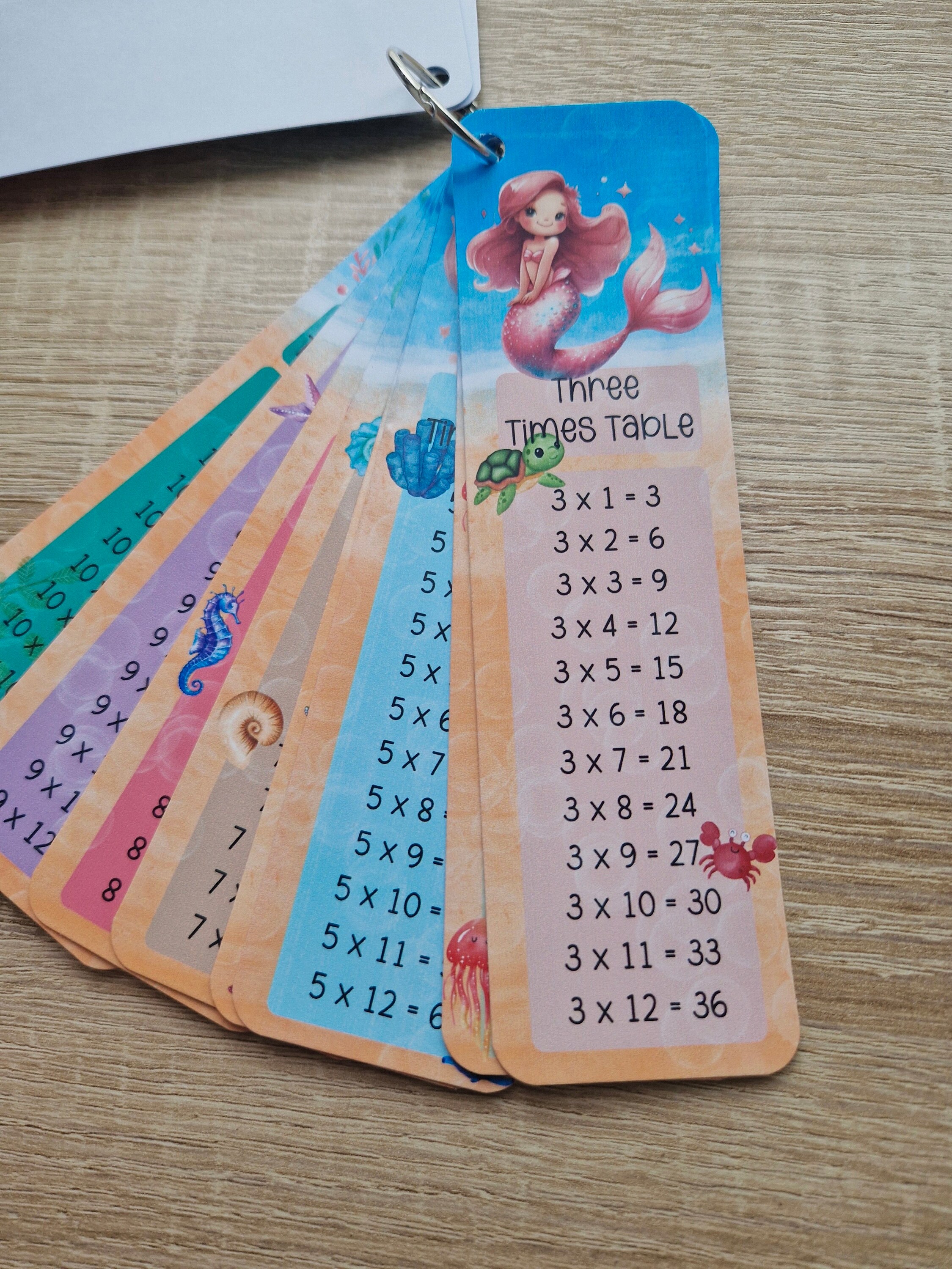Colourful Mermaid Children’s Times Table/ Multiplication Flash Cards ...