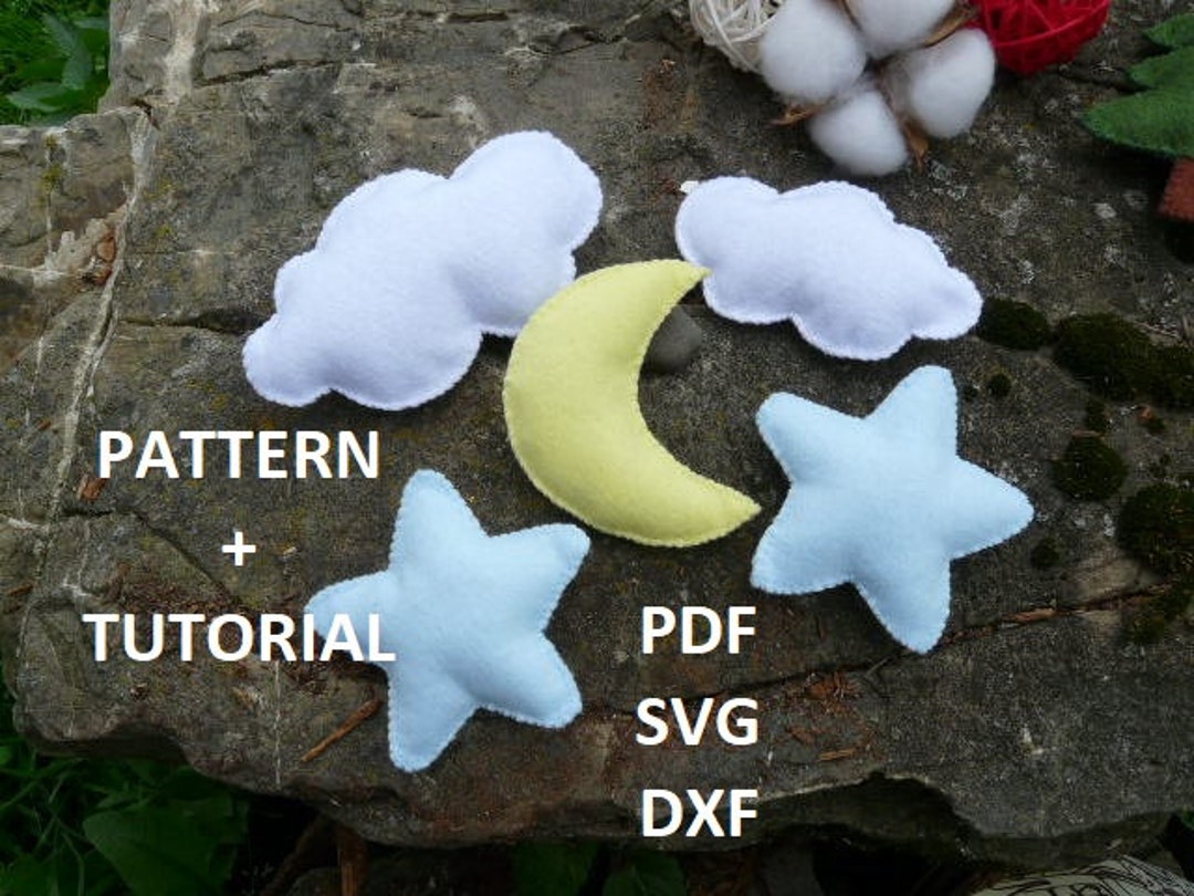 Felt Toy Cloud Baby Mobile Moon PDF Felt Woodland Sewing Pattern Easy ...
