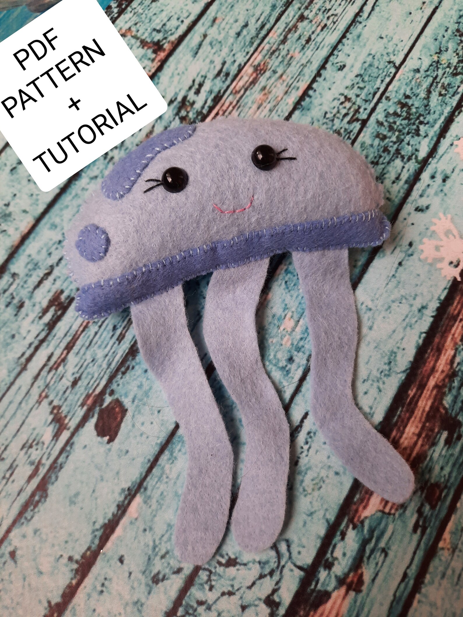 Jellyfish Felt PDF Sewing Pattern Easy Ornaments Baby Mobile Toys Under ...