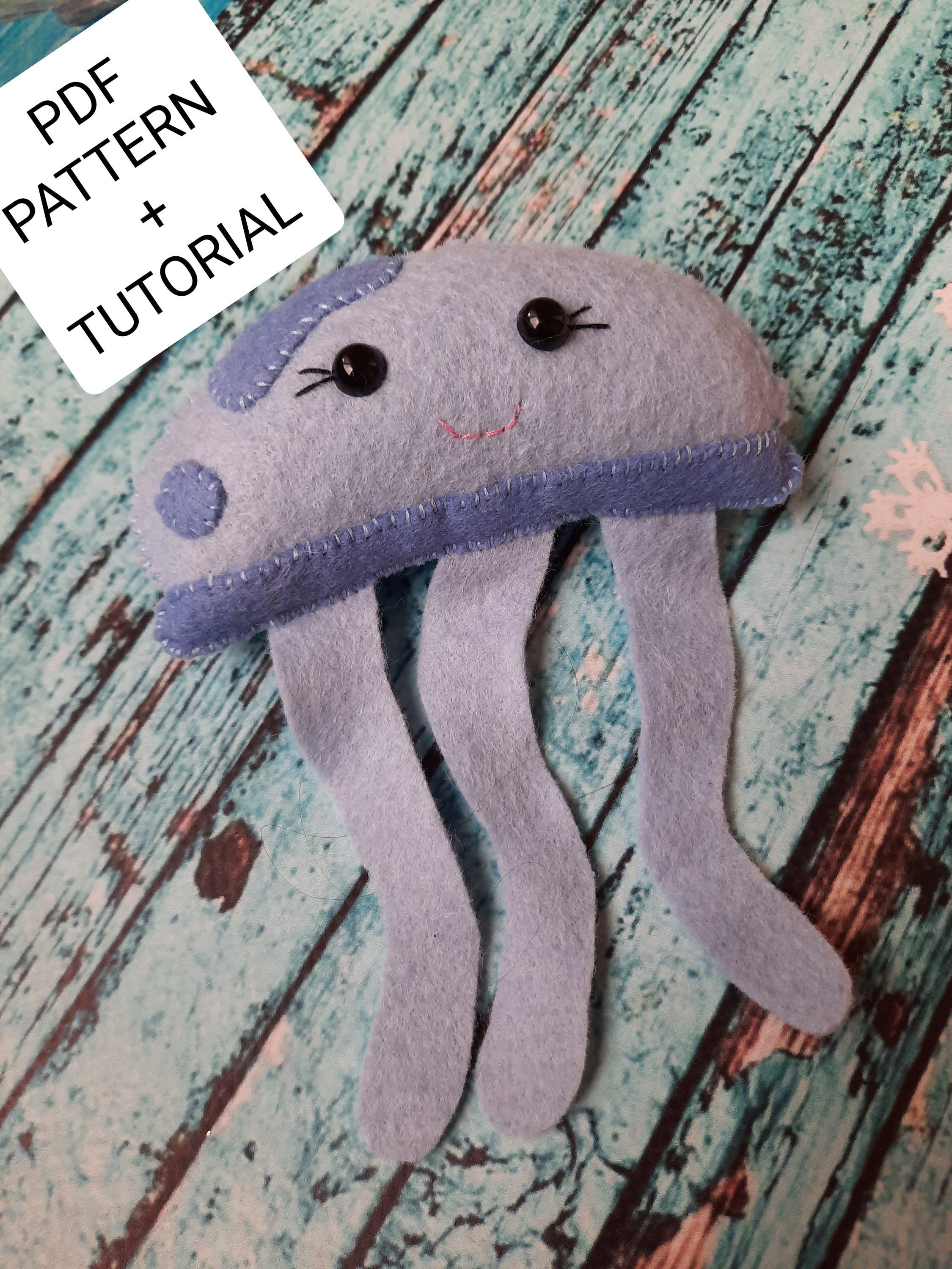 Jellyfish Felt PDF Sewing Pattern Easy Ornaments Baby Mobile Toys Under ...