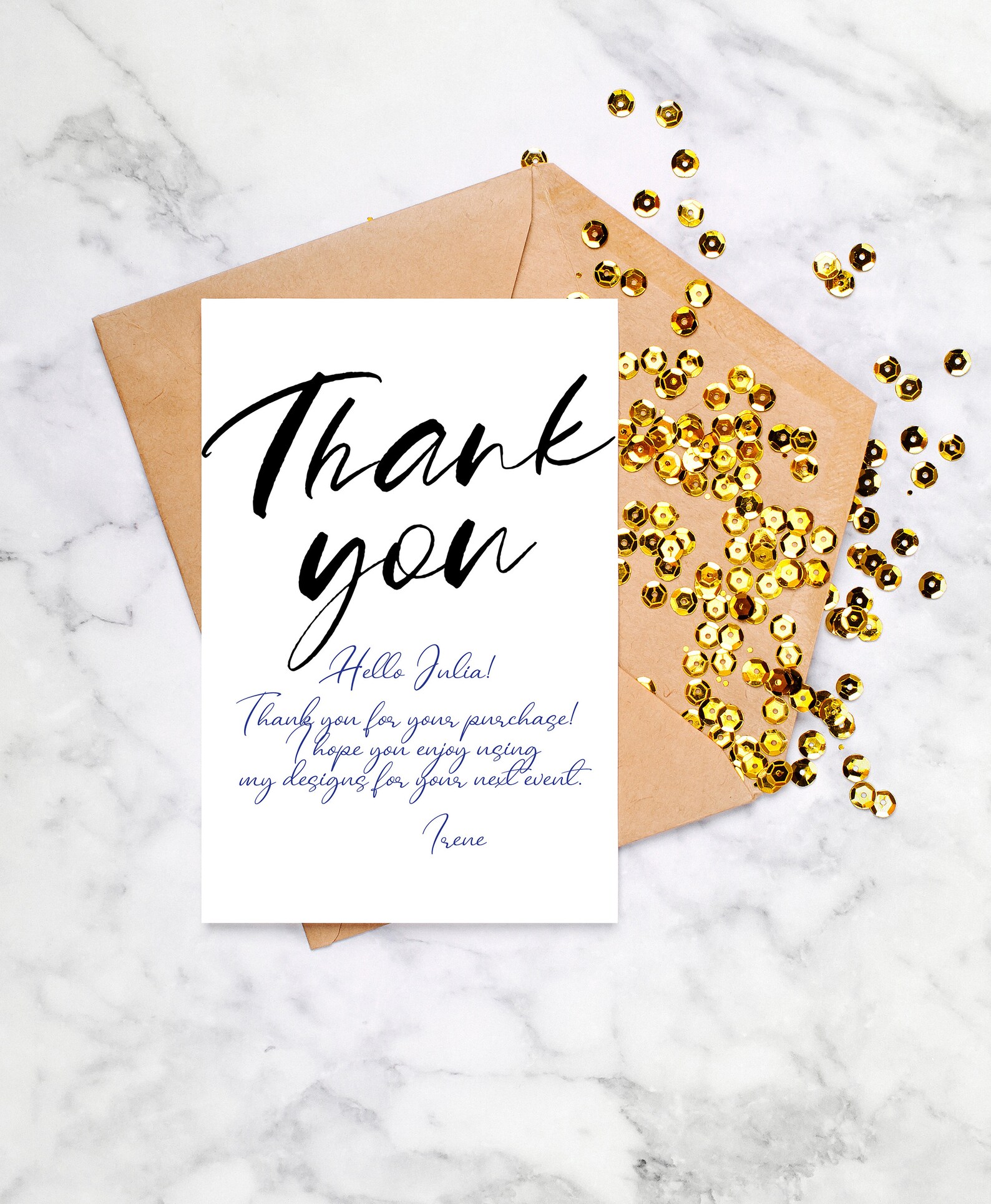 Editable Thank You Card with personalised handwritten note | Etsy