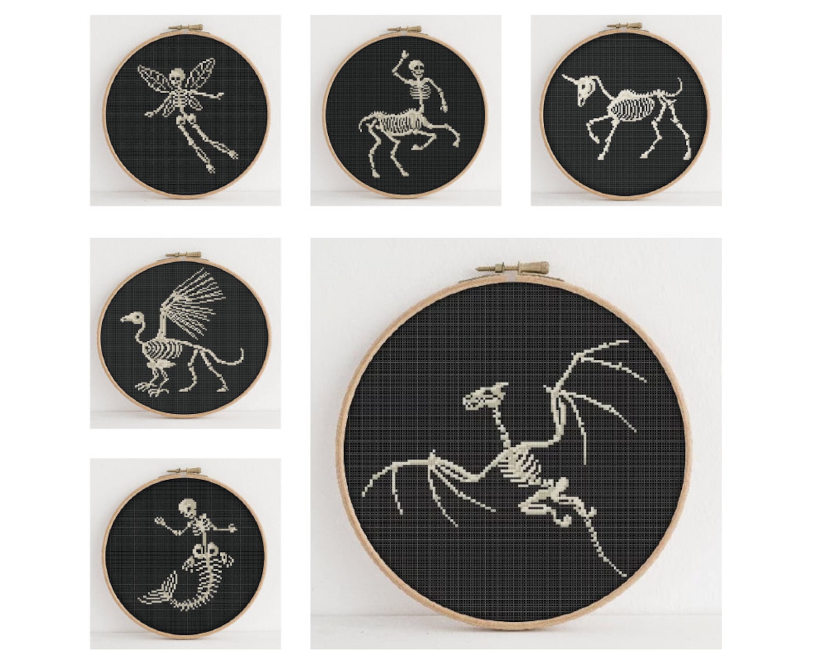 Mythical Creature Skeleton Cross Stitch Pattern Set Mythical - Etsy