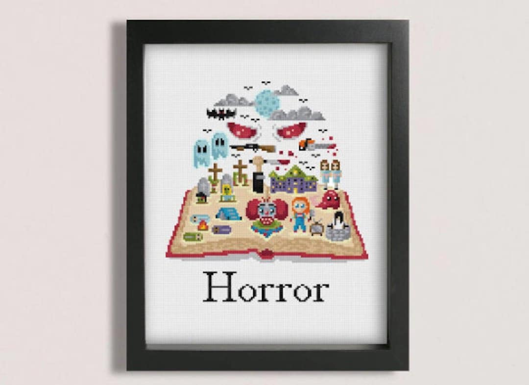 Horror Book Cross Stitch Pattern Printable PDF Pattern Horror Cross ...