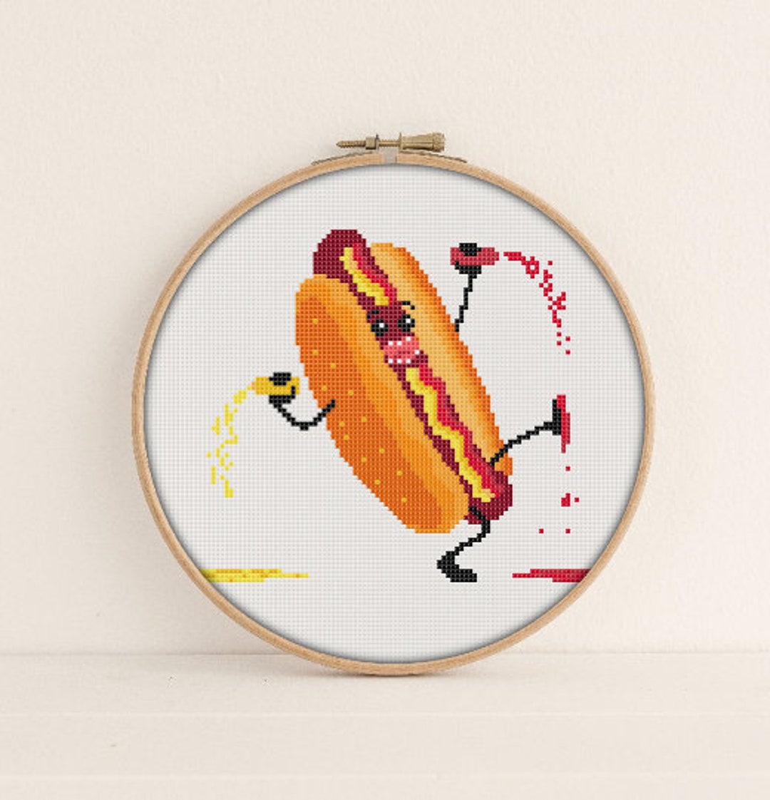 Hot Dog Cross Stitch Pattern PDF - Instant Printable PDF - Food Cross ...