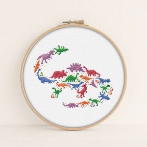 Dinosaur Cross Stitch Pattern Printable PDF Pattern Dinosaur Embroidery ...