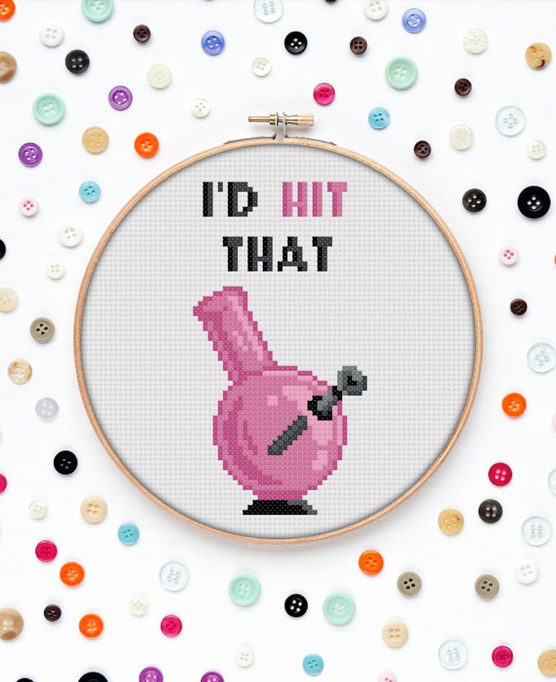I'd Hit That Cross Stitch Pattern - Weed Cross Stitch - Bong Cross ...