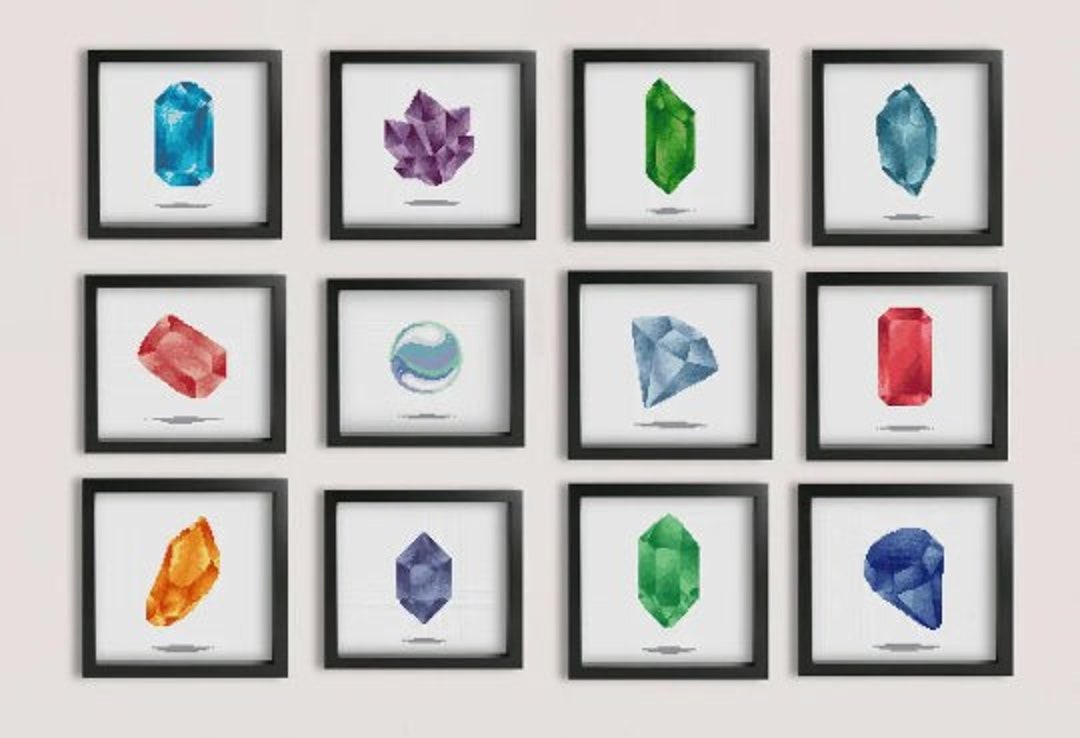 Birthstone Cross Stitch Pattern Set - Crystal Embroidery Pattern Set ...