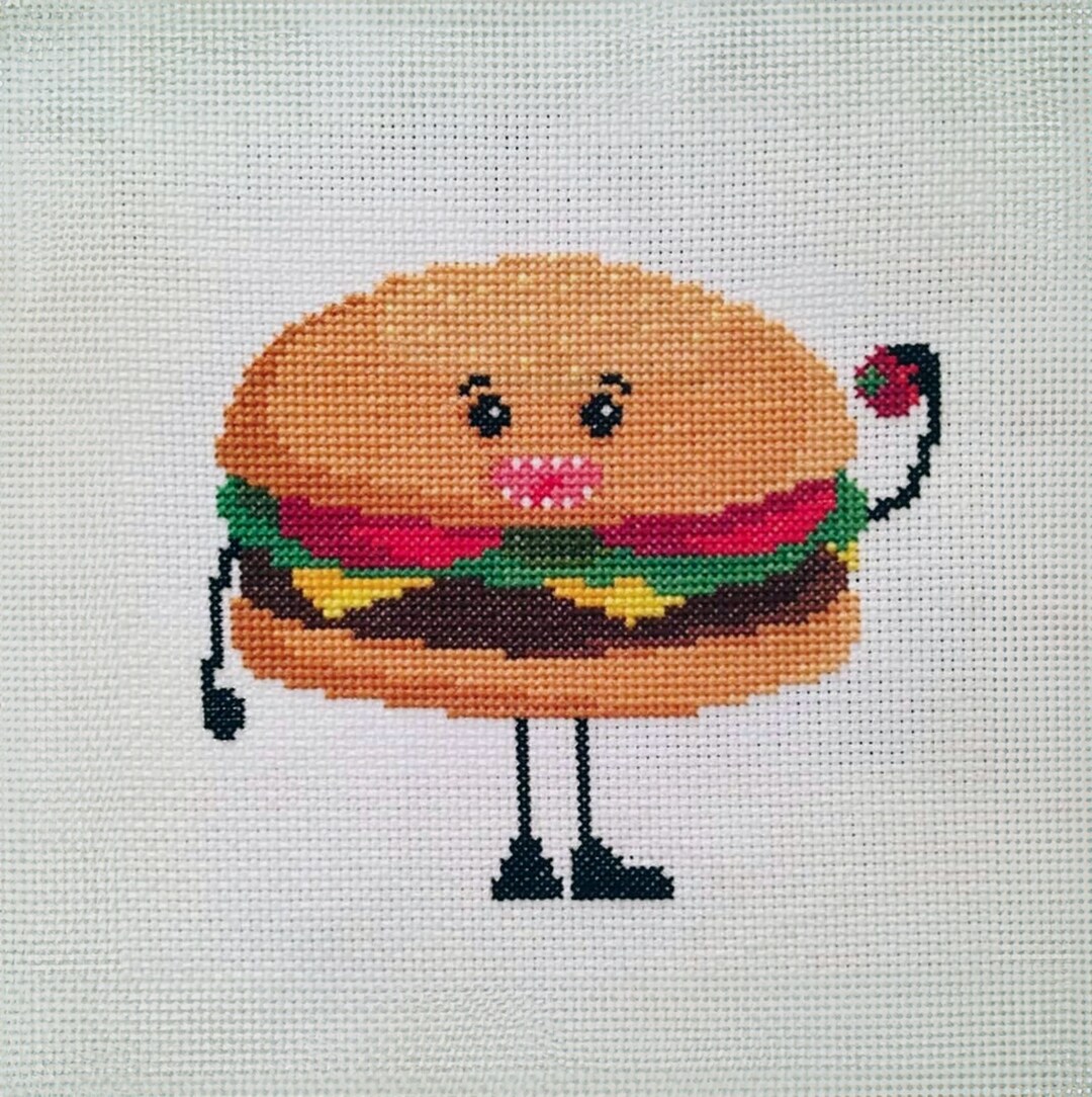 Cheeseburger Cross Stitch Pattern PDF - Instant Printable PDF - Burger ...