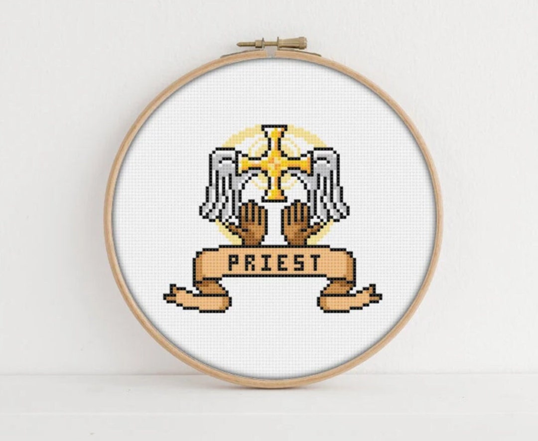 Priest Class RPG Cross Stitch Pattern - Printable PDF Pattern - Cleric ...