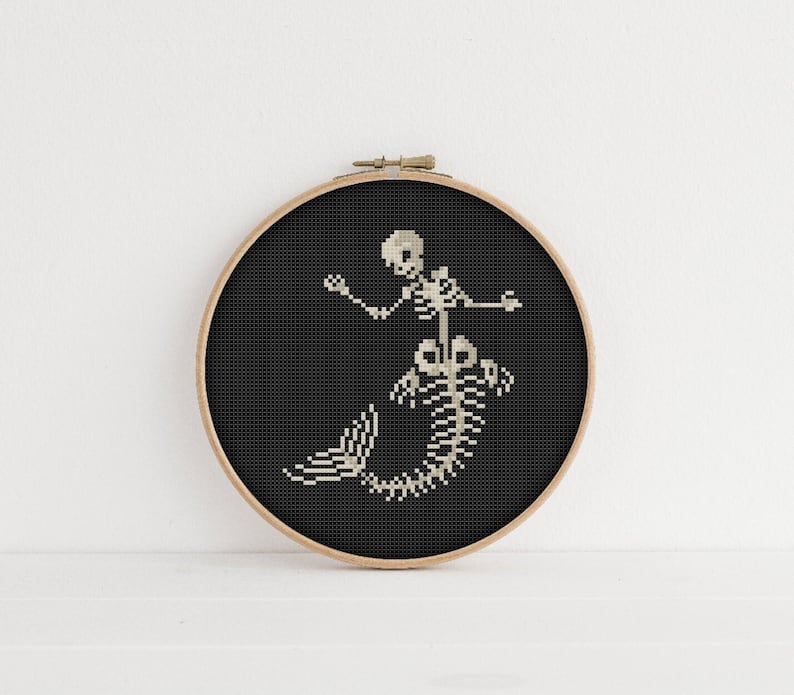Mermaid Skeleton Cross Stitch Pattern Mermaid Xstitch - Etsy