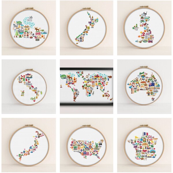World Map Cross Stitch Pattern - Etsy