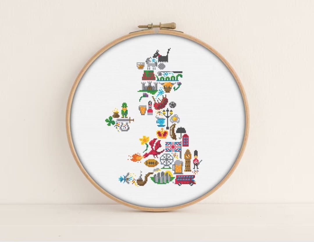 UK Map Cross Stitch Pattern: England, Ireland, Wales (PDF Pattern) - Etsy
