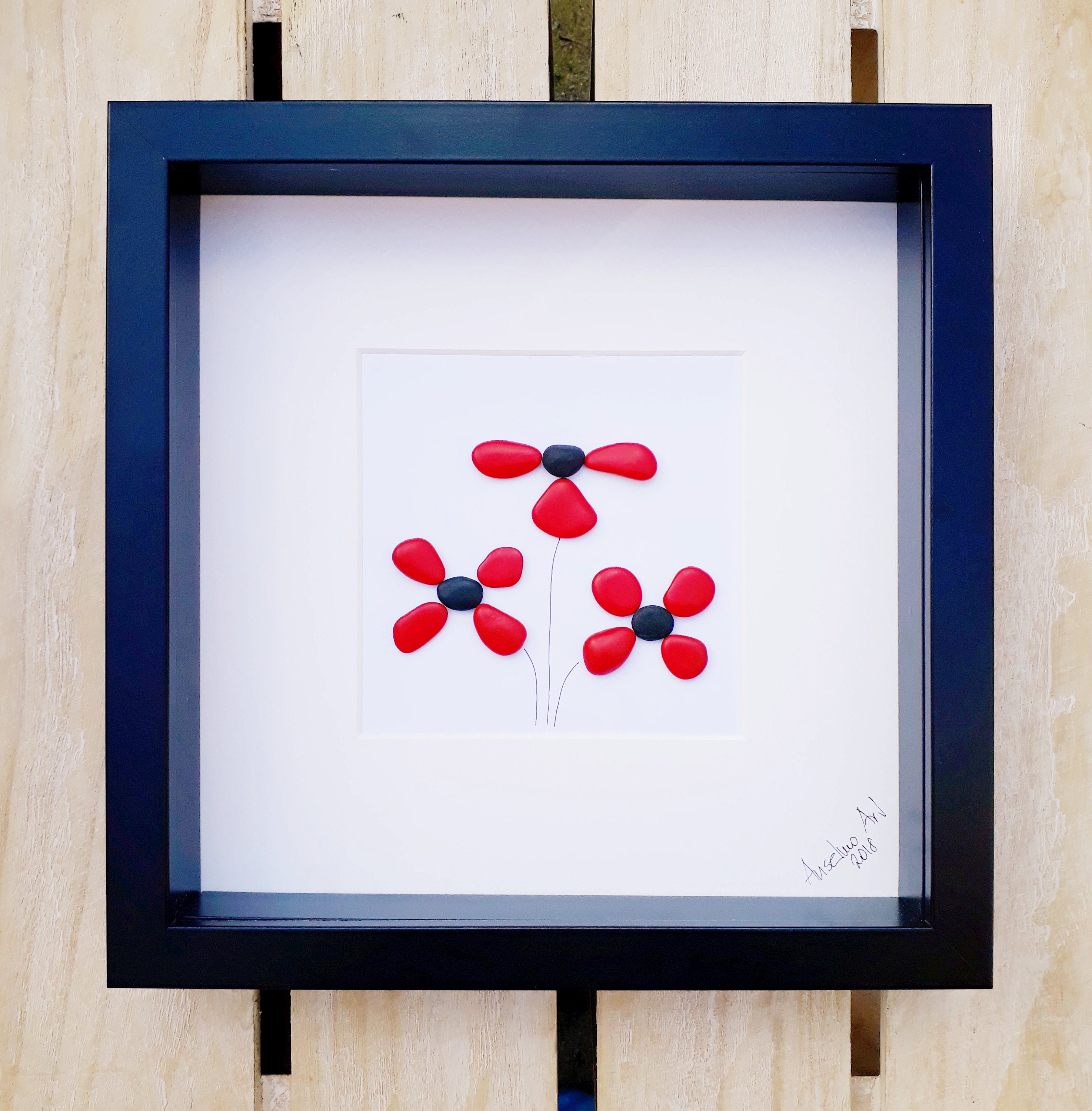 Poppies Pebble Picture Poppy Pebble Art Valentine's Day | Etsy