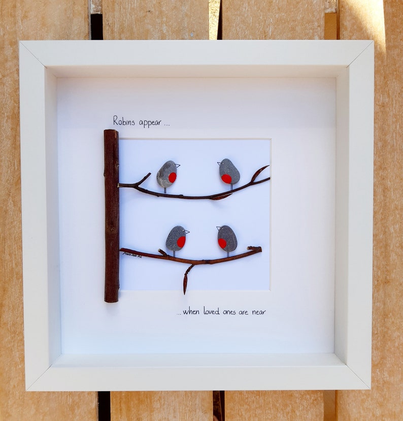 Robins Pebble Picture, Grief and Mourning Pebble, Family Loss, Robin ...