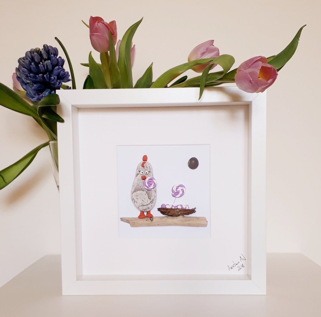 Chicken Pebble Picture Framed Pebble Art Easter Gift Hen - Etsy