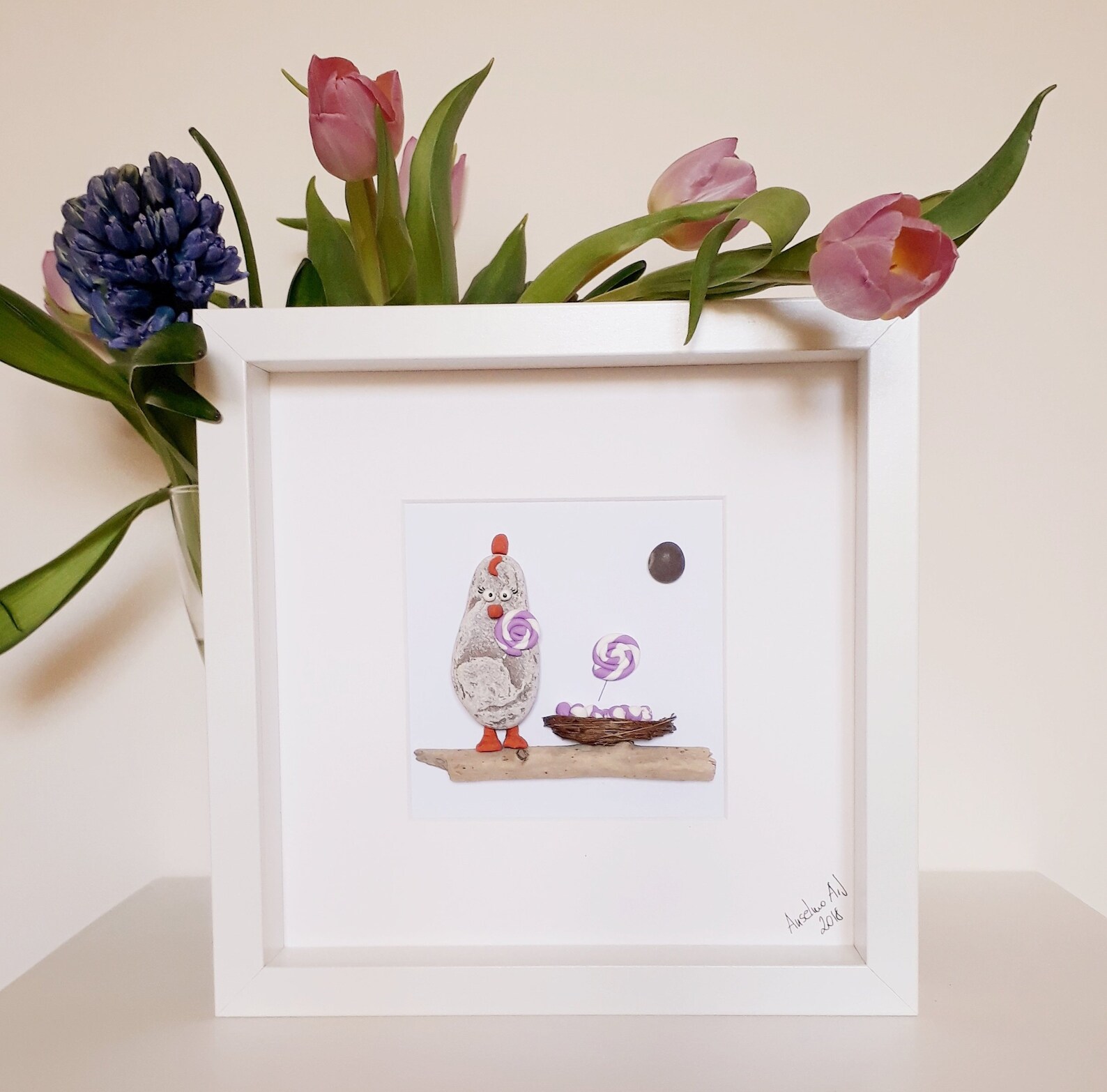 Chicken Pebble Picture Framed Pebble Art Easter Gift Hen - Etsy