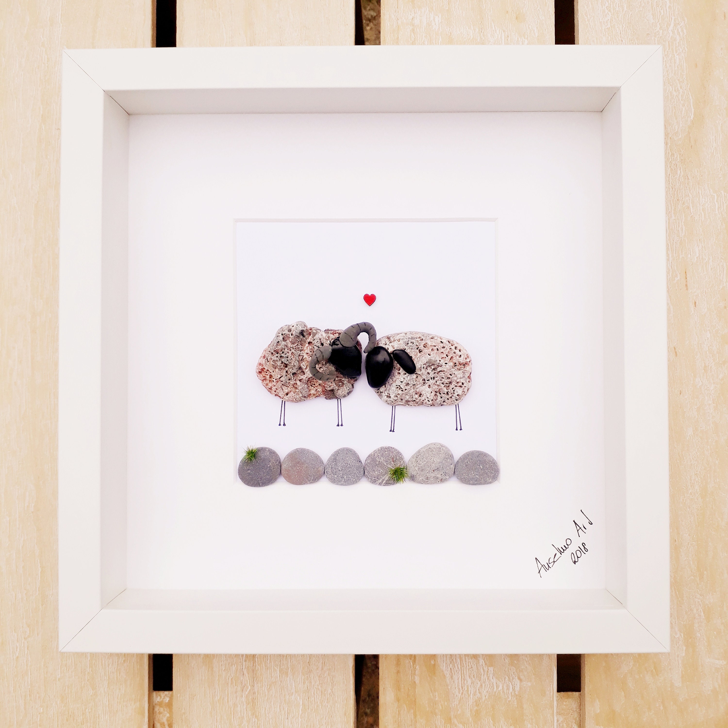 Sheep Picture Ram and Ewe Picture Framed Sheeps Pebble | Etsy