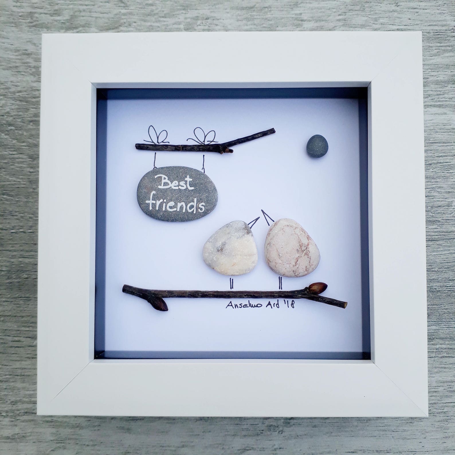 Best Friends Pebble Picture, Pebble Art for Friends, Framed Close ...