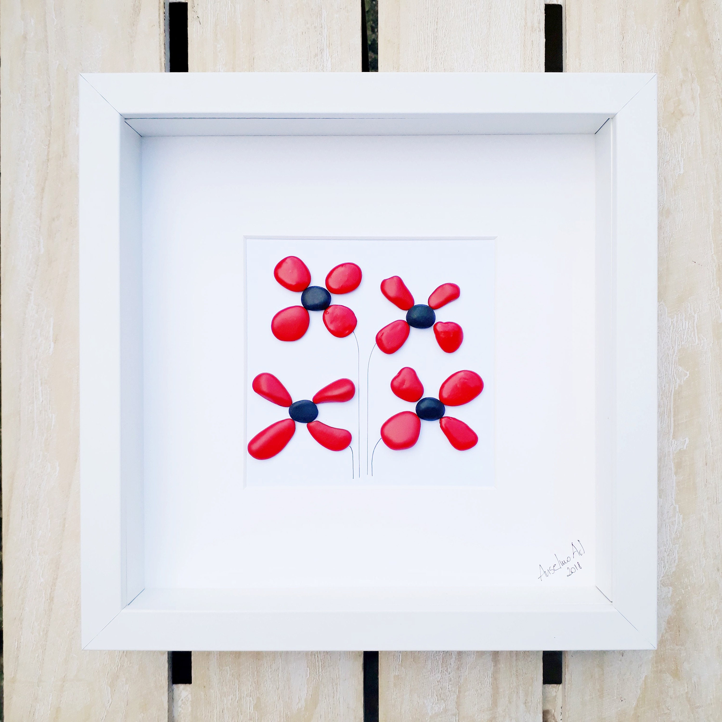 Poppies Pebble Picture Poppy Pebble Art Valentine's Day - Etsy