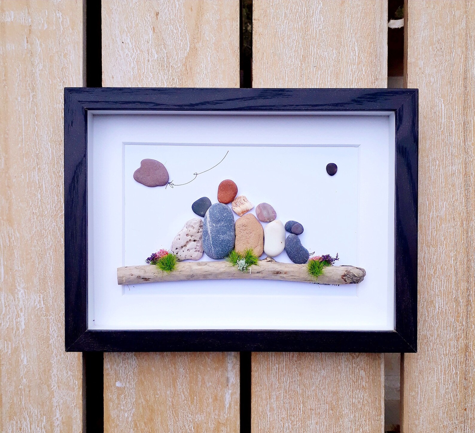 Family of Five, Family Pebble Picture, Family With Pet, Gift for Your ...