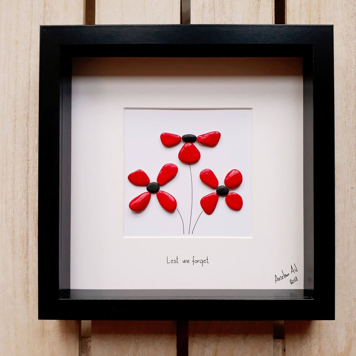 Poppies Pebble Picture Poppy Pebble Art Poppies Picture | Etsy