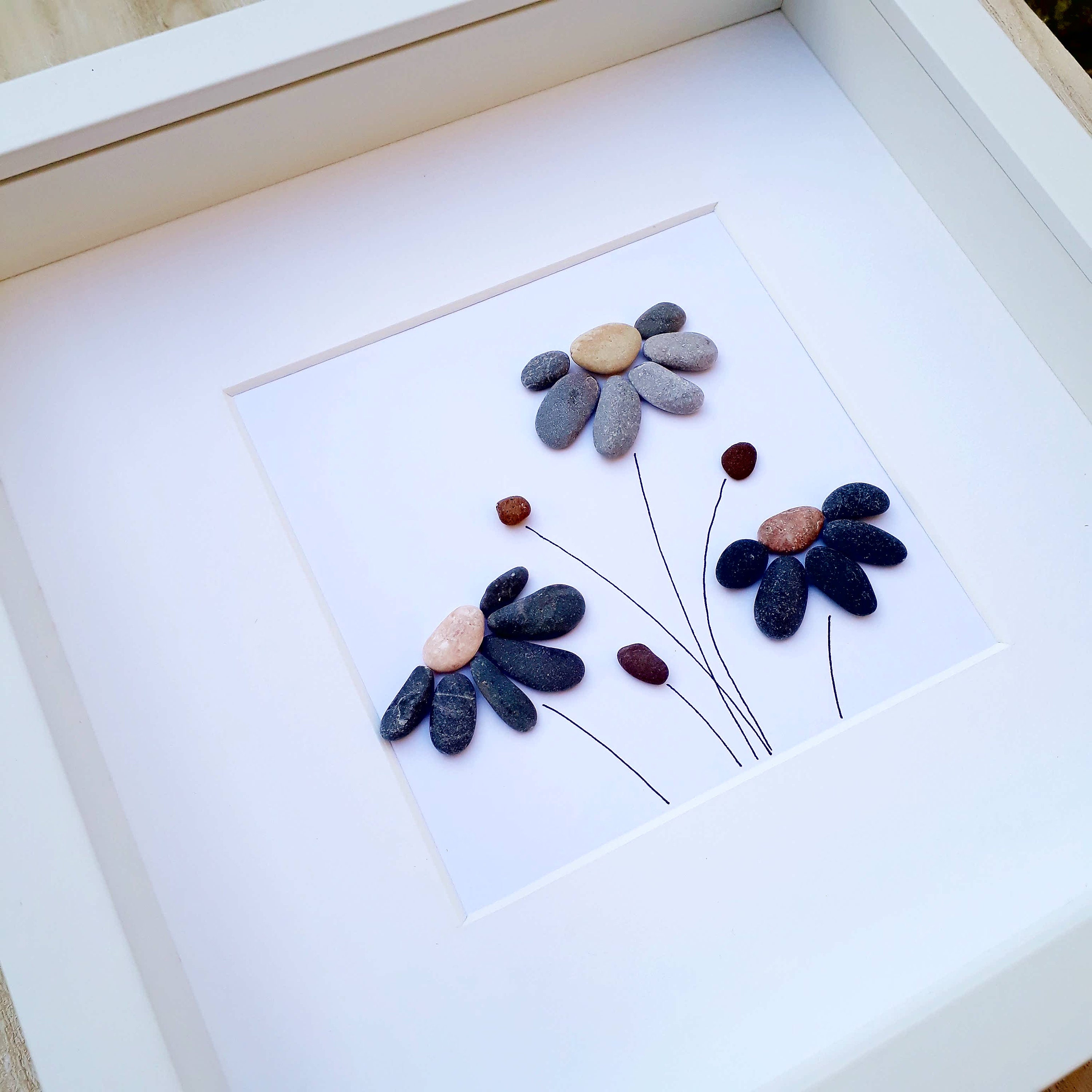 Pebble Flowers Flower Picture Framed Flower Pebble Picture - Etsy UK