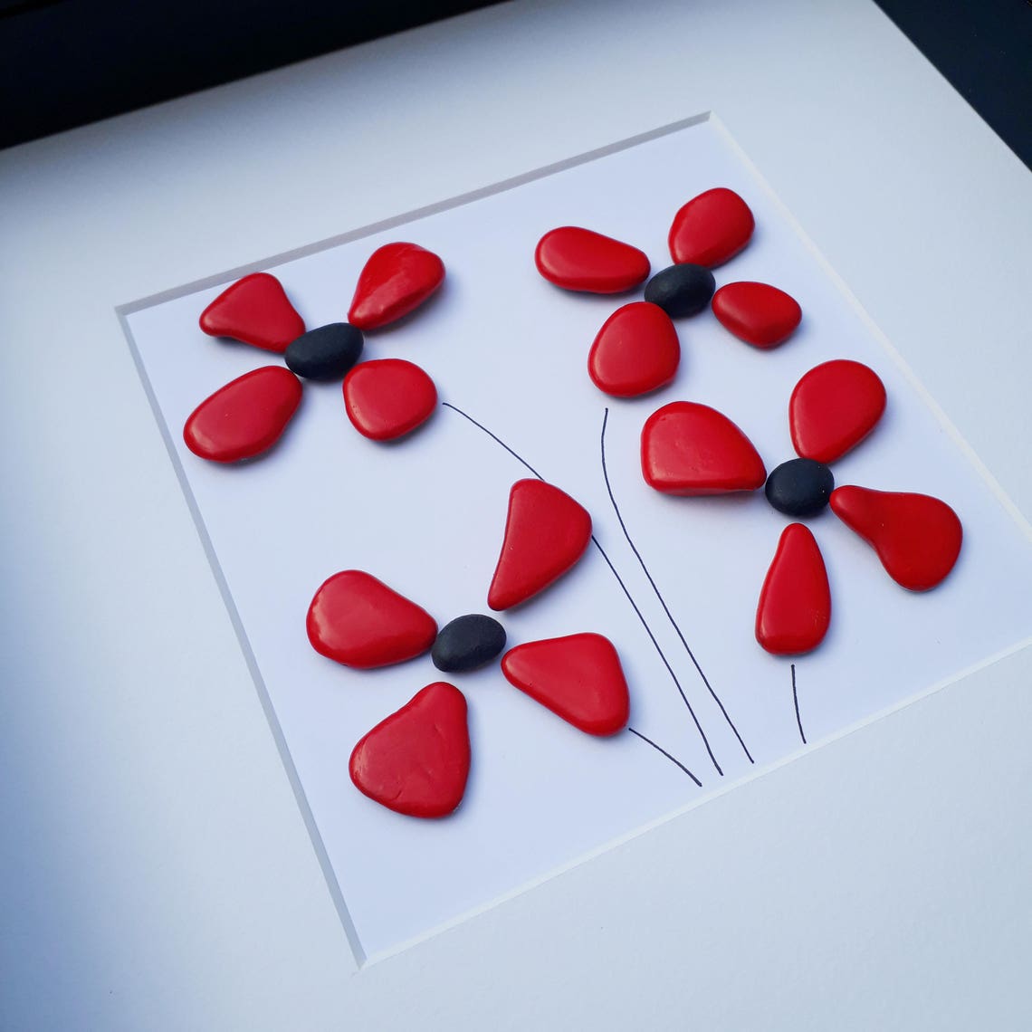 Poppies Pebble Picture Poppy Pebble Art Valentine's Day - Etsy