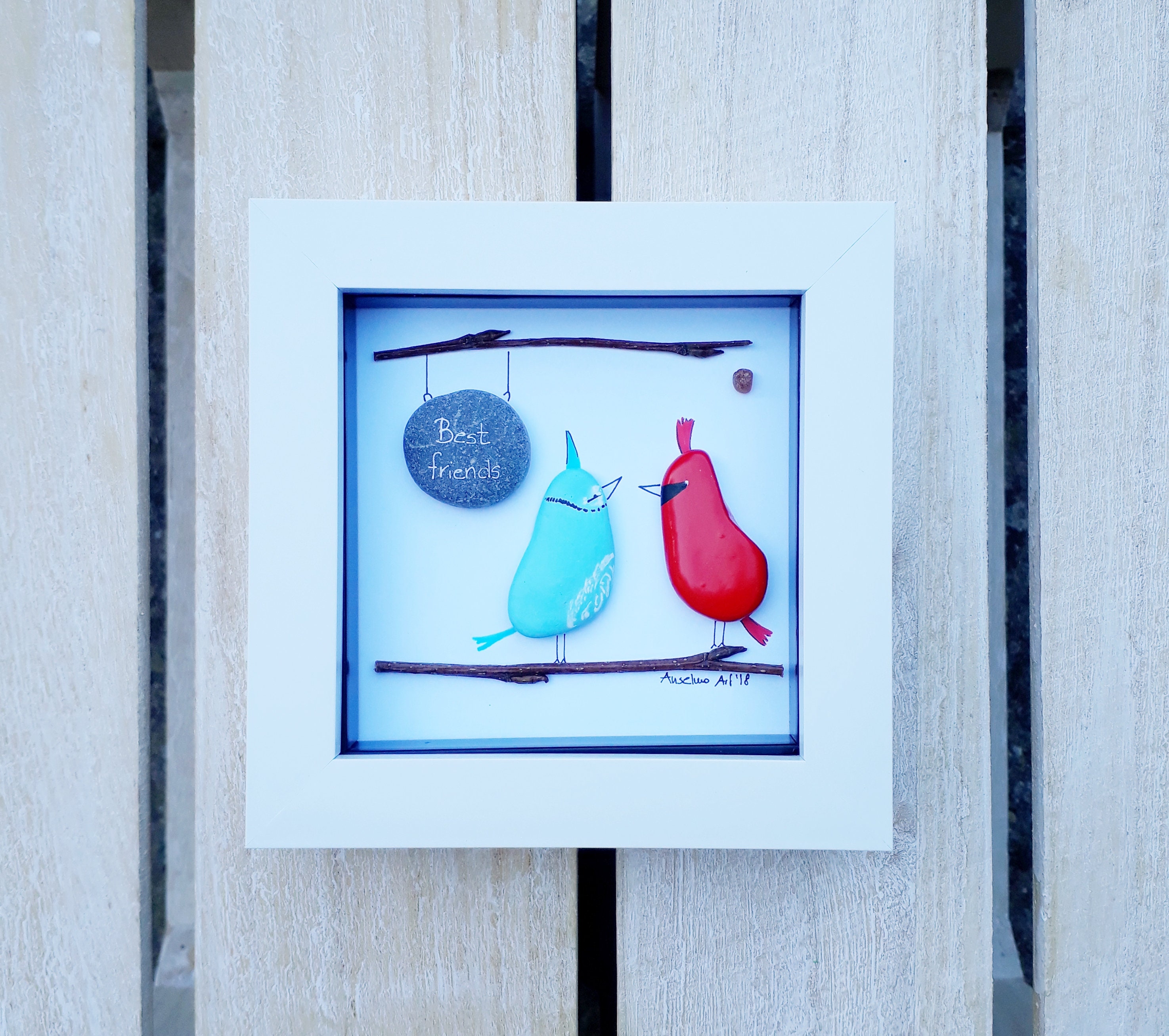 Blue Jay and Cardinal Picture Best Friends Pebble Picture | Etsy UK