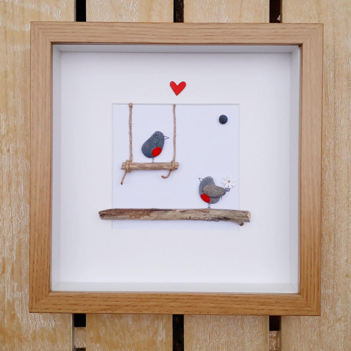 Wedding Gift Robin Pebble Picture Robins on a Swing - Etsy