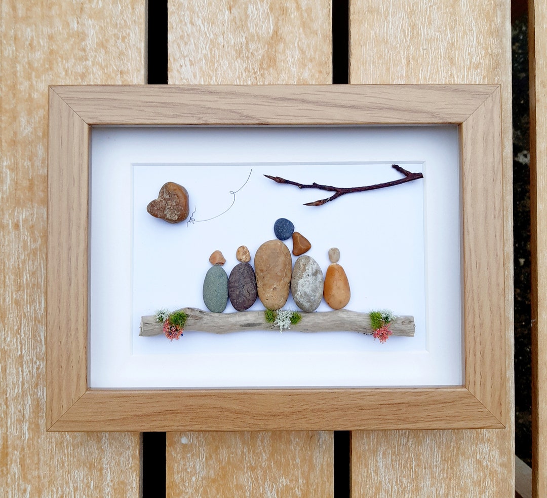 Family Picture, Pebble Art Family of Five, Pebble Art Picture, Pebble ...
