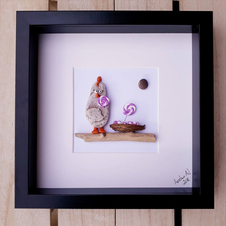 Chicken Pebble Picture Framed Pebble Art Easter Gift Hen - Etsy