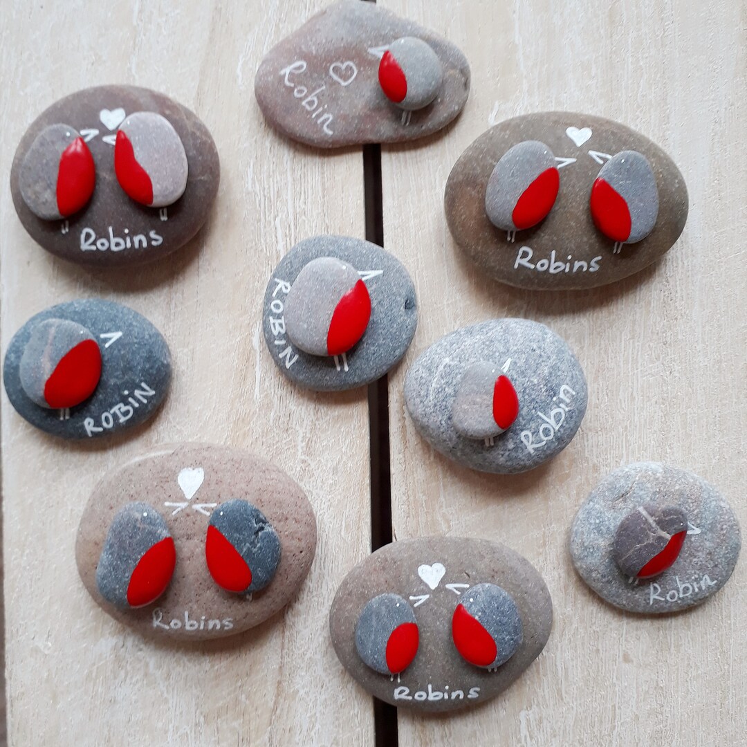 Robin Pebble Gift, Robins Pebble, Painted Robins, Robin on a Pebble ...