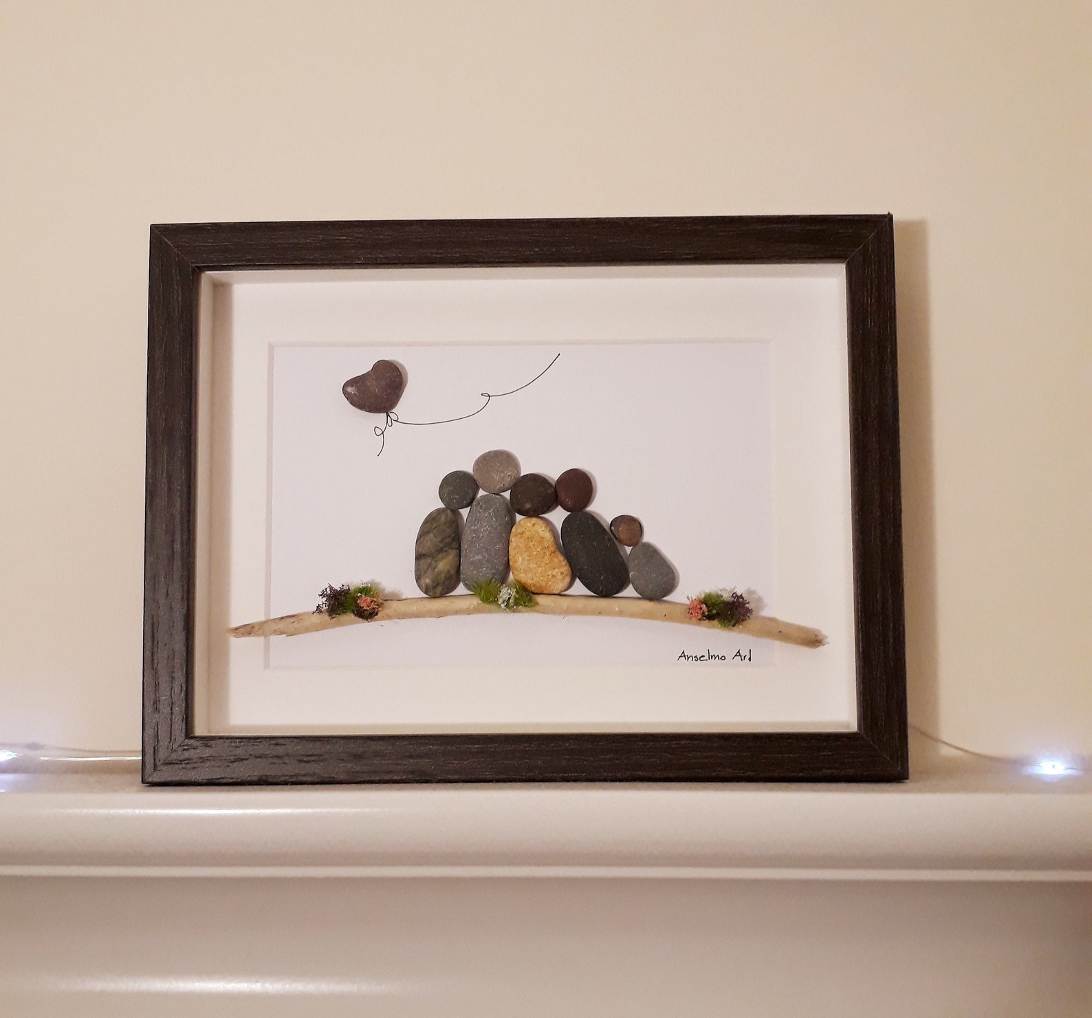Family of Five, Family Pebble Picture, Family With Pet, Gift for Your ...