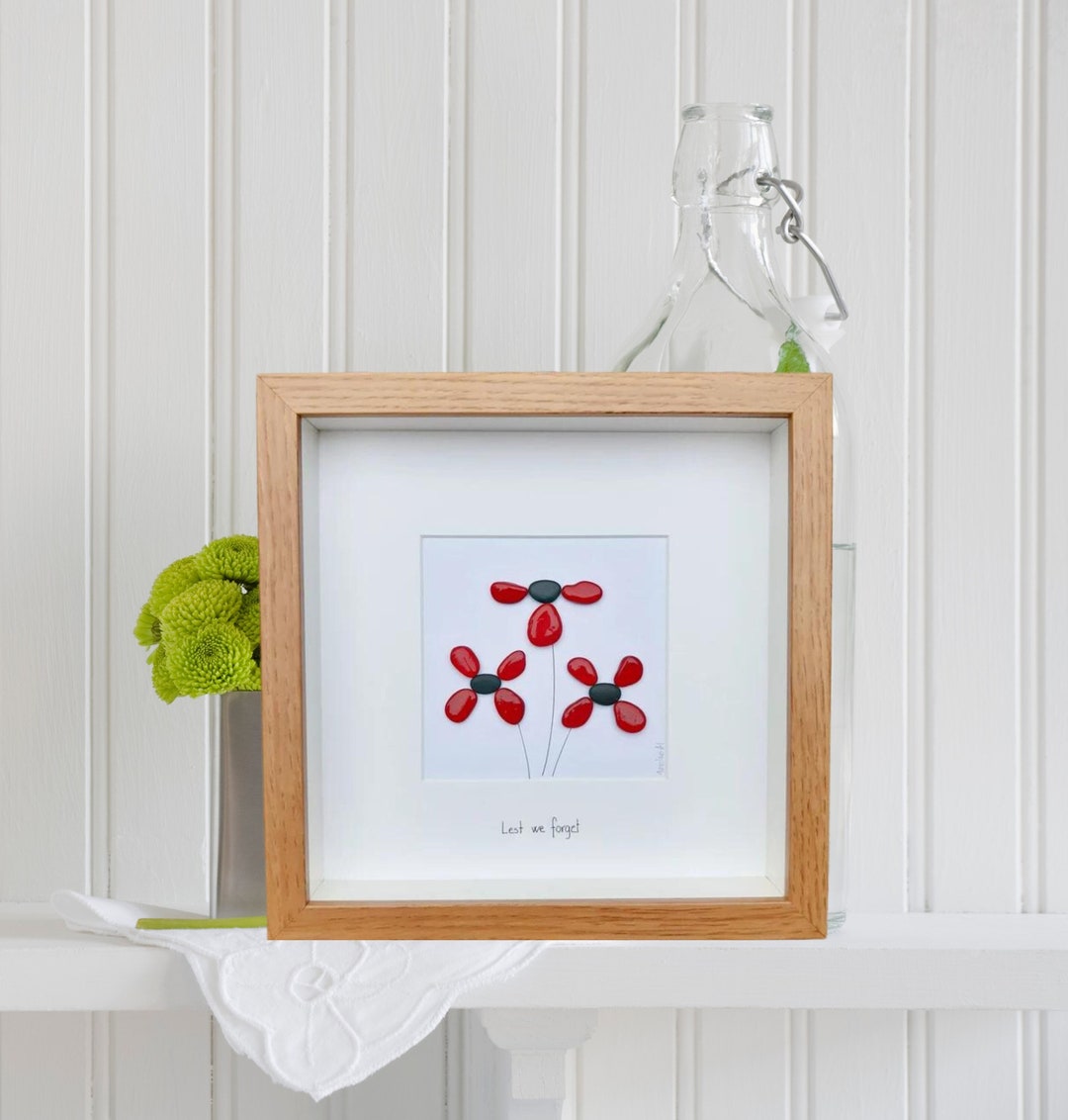 Poppies Pebble Picture, Poppy Pebble Art, Valentine's Day Present ...