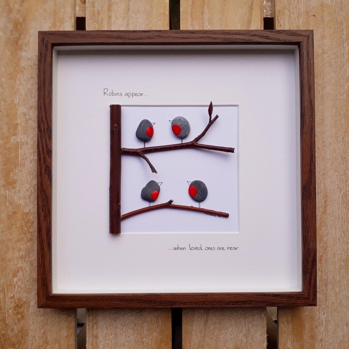Robins Pebble Picture, Grief and Mourning Pebble, Family Loss, Robin ...