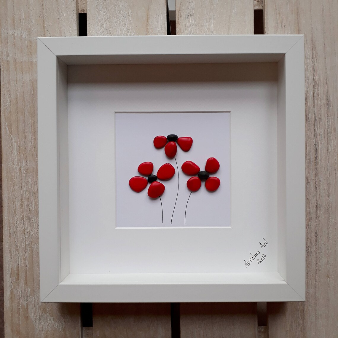 Poppies Pebble Picture, Poppy Pebble Art, Poppies Picture, Poppy Art ...
