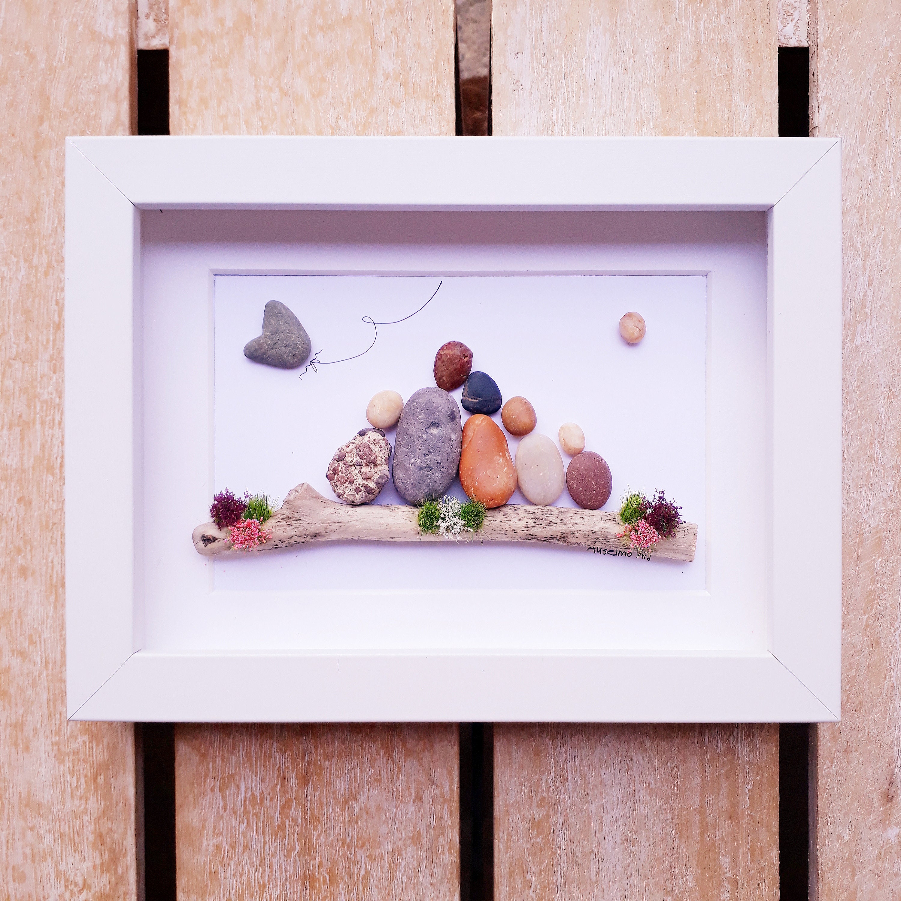 Pebble Art Family of Five, Pebble Art Family of 5 With Dog, Pebble Art ...