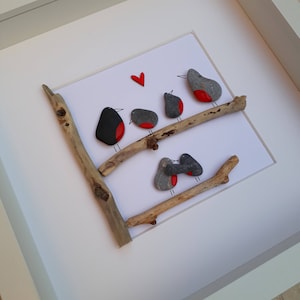 Robins Pebble Pictures, Robin Framed Pebble Art, Robins Family Pebble ...
