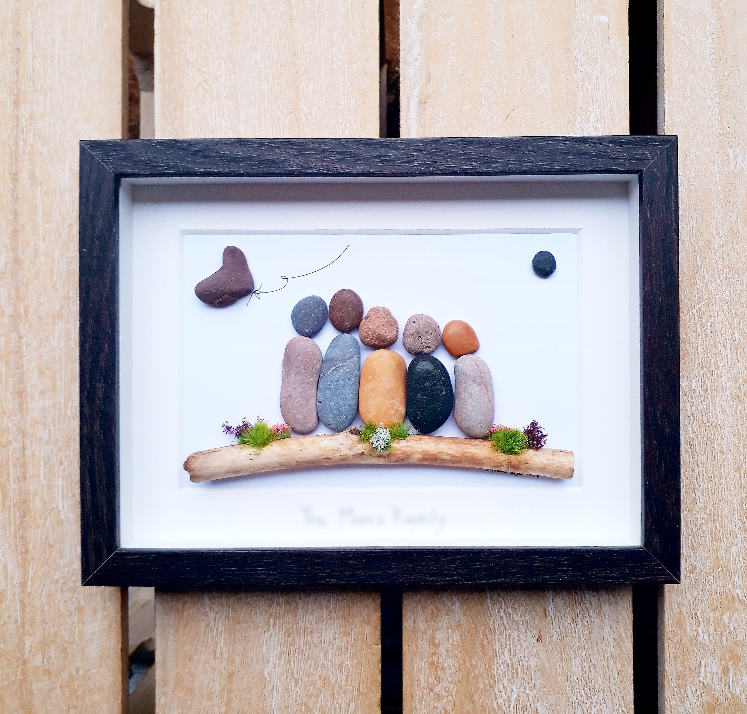 Family of Five, Family Pebble Picture, Family With Pet, Gift for Your ...