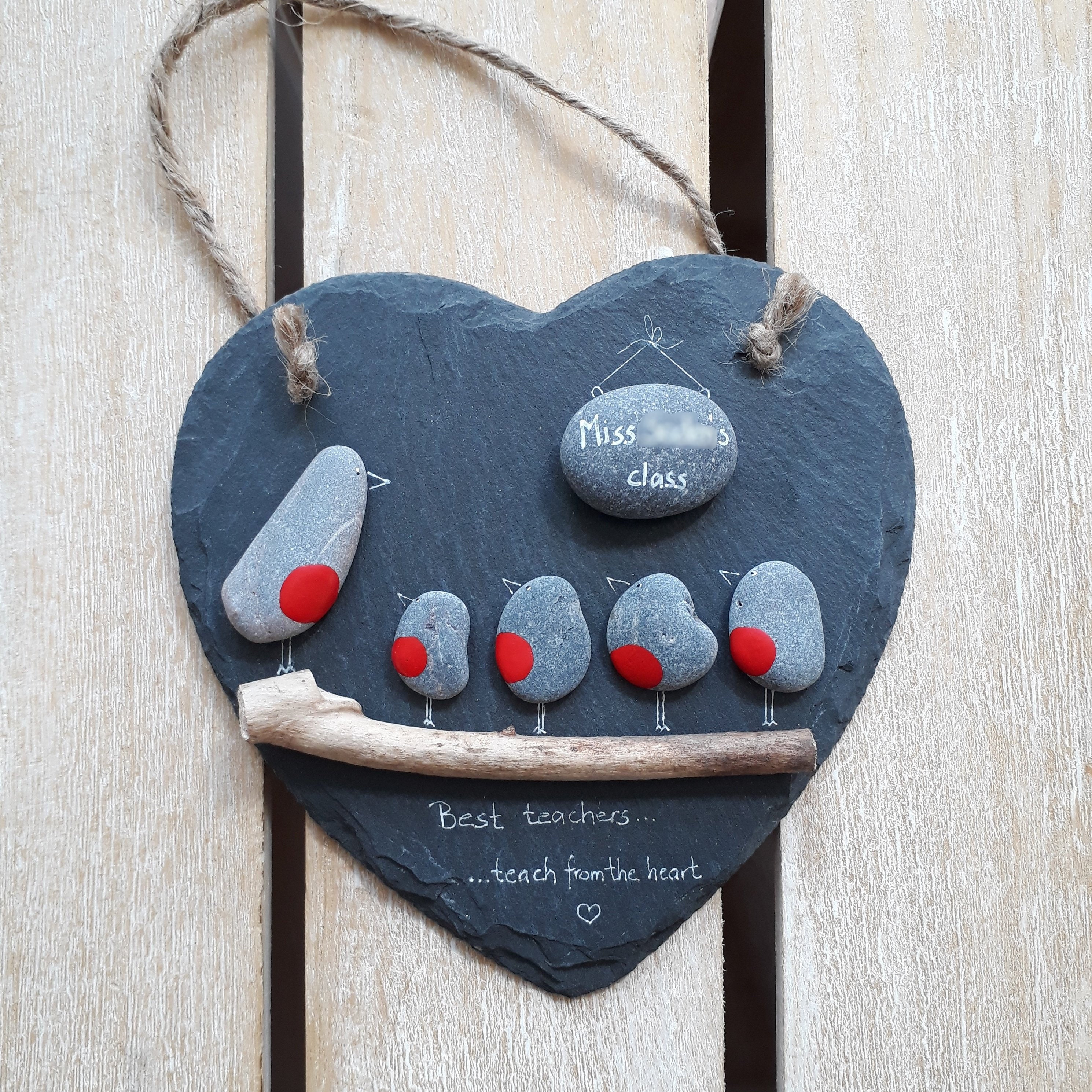 Pebble Art, Thank You Teacher Pebble Picture Gift, End of School, Thank ...