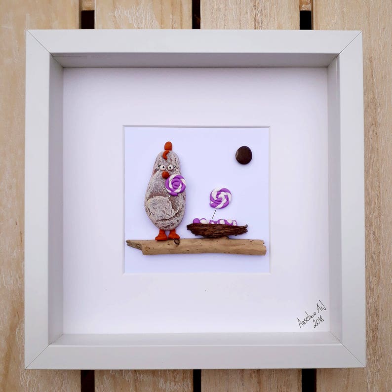 Chicken Pebble Picture Framed Pebble Art Easter Gift Hen - Etsy